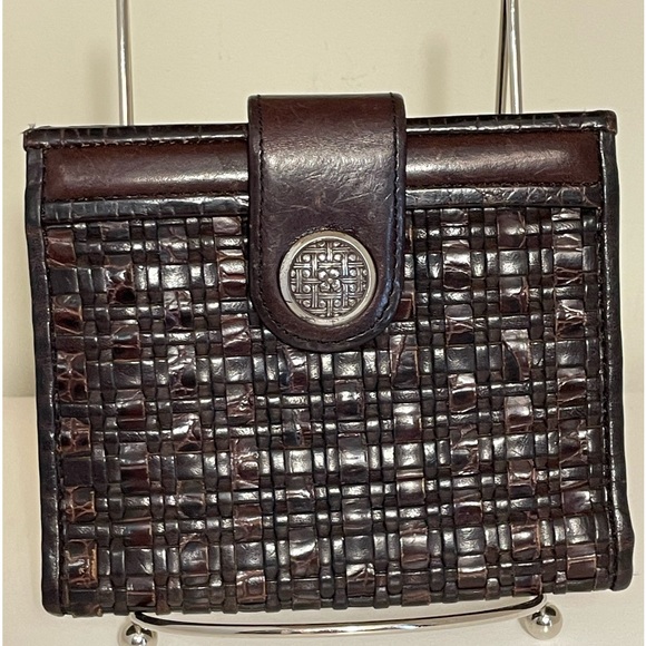 Brighton | Bags | Vintage Brighton Woven Dark Brown Black Leather ...